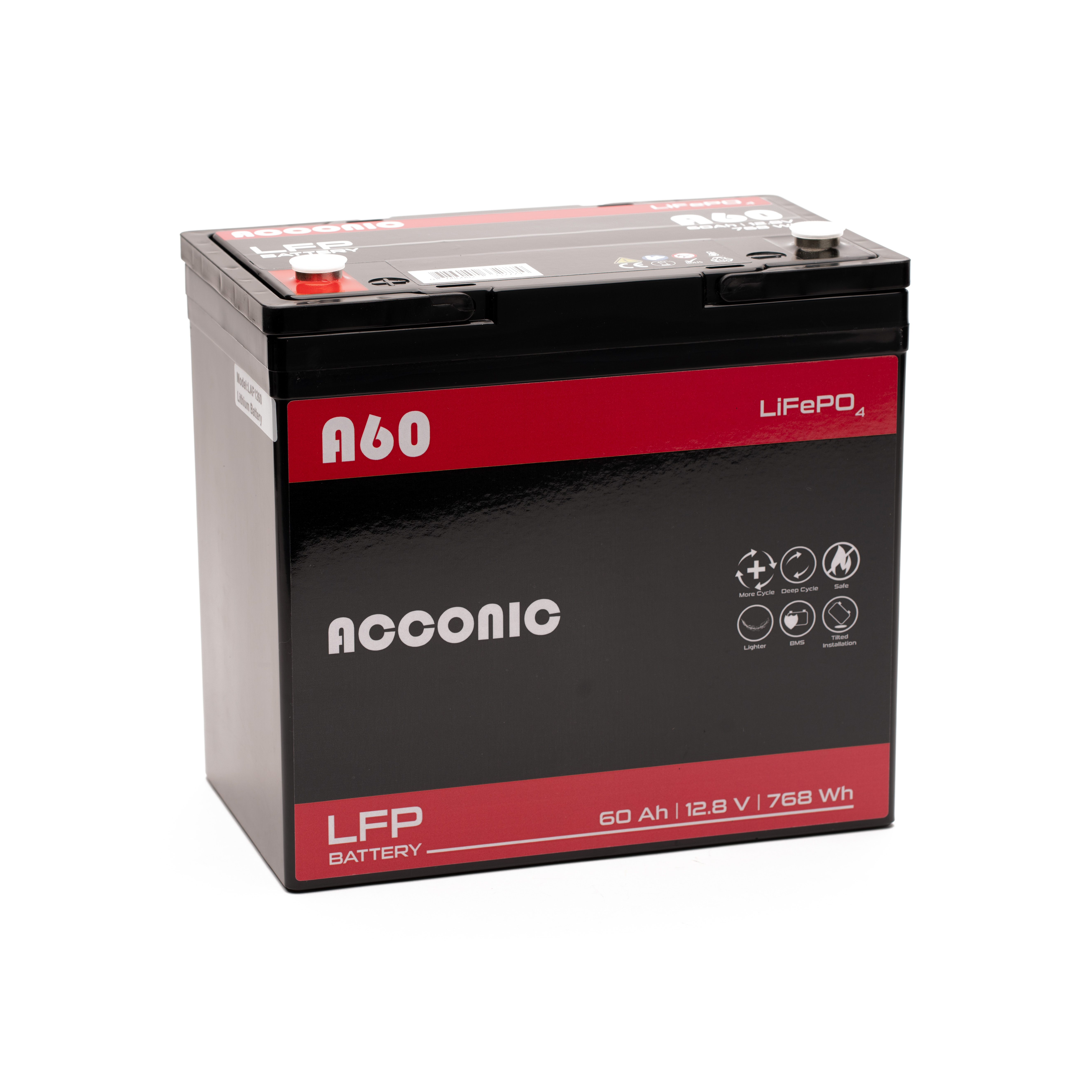 Acconic A60 LiFePO4 12V lithium supply battery 60Ah